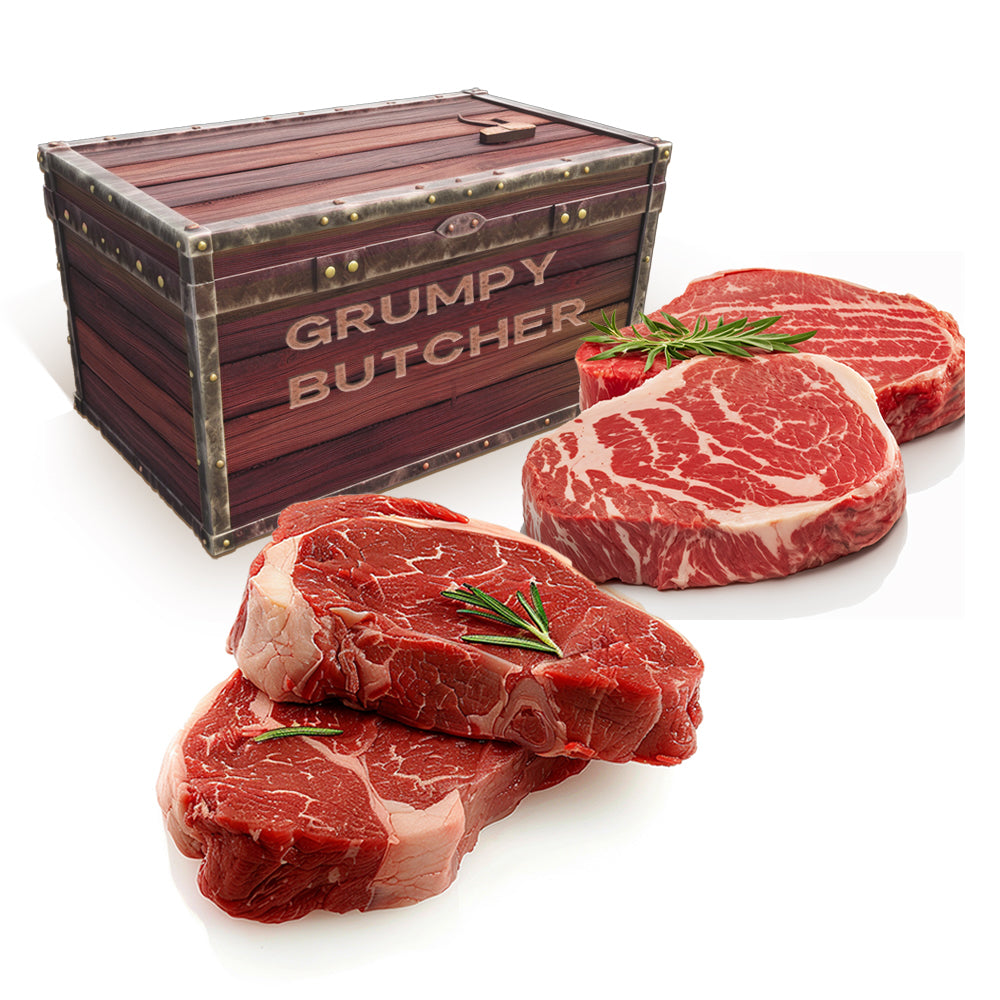 Grumpy Butcher Premium Ribeye Steaks Gift Package – Den's Hot Dogs
